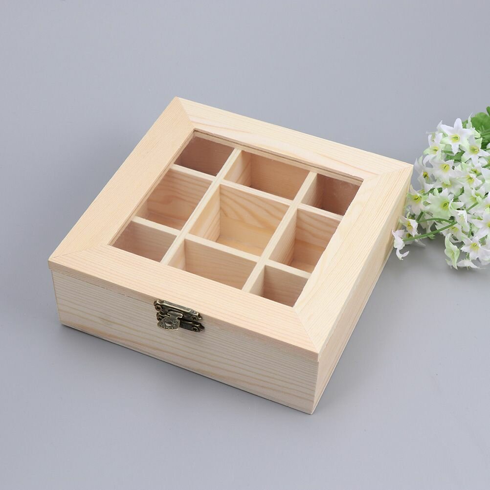 Деревянные Коробки Для Хранения Чая, Прямоугольные, Сосновые, 2 Шт