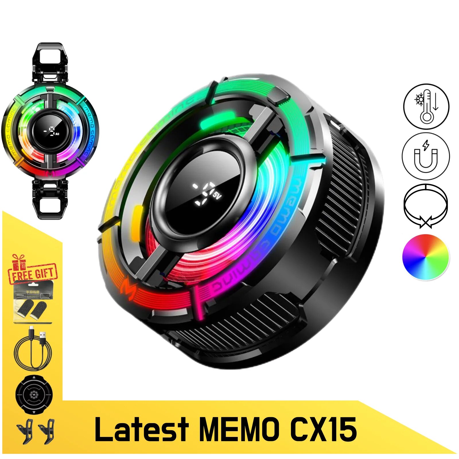 Кулер MEMO Cooler CX15, мобильный охладитель для телефона для игр PUBG, универсальный полупроводниковый вентилятор-радиатор