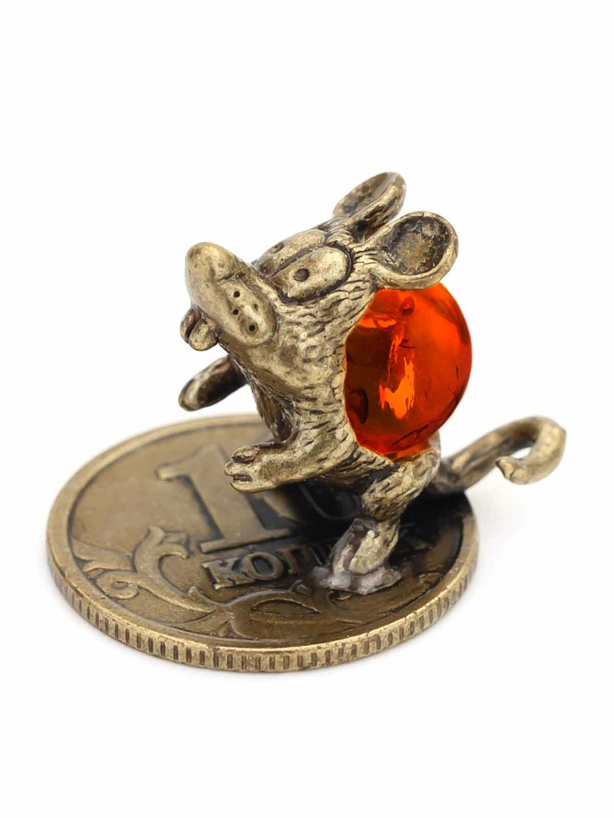 Сувенирная фигурка - Кошельковая мышь Ушастик, Янтарь