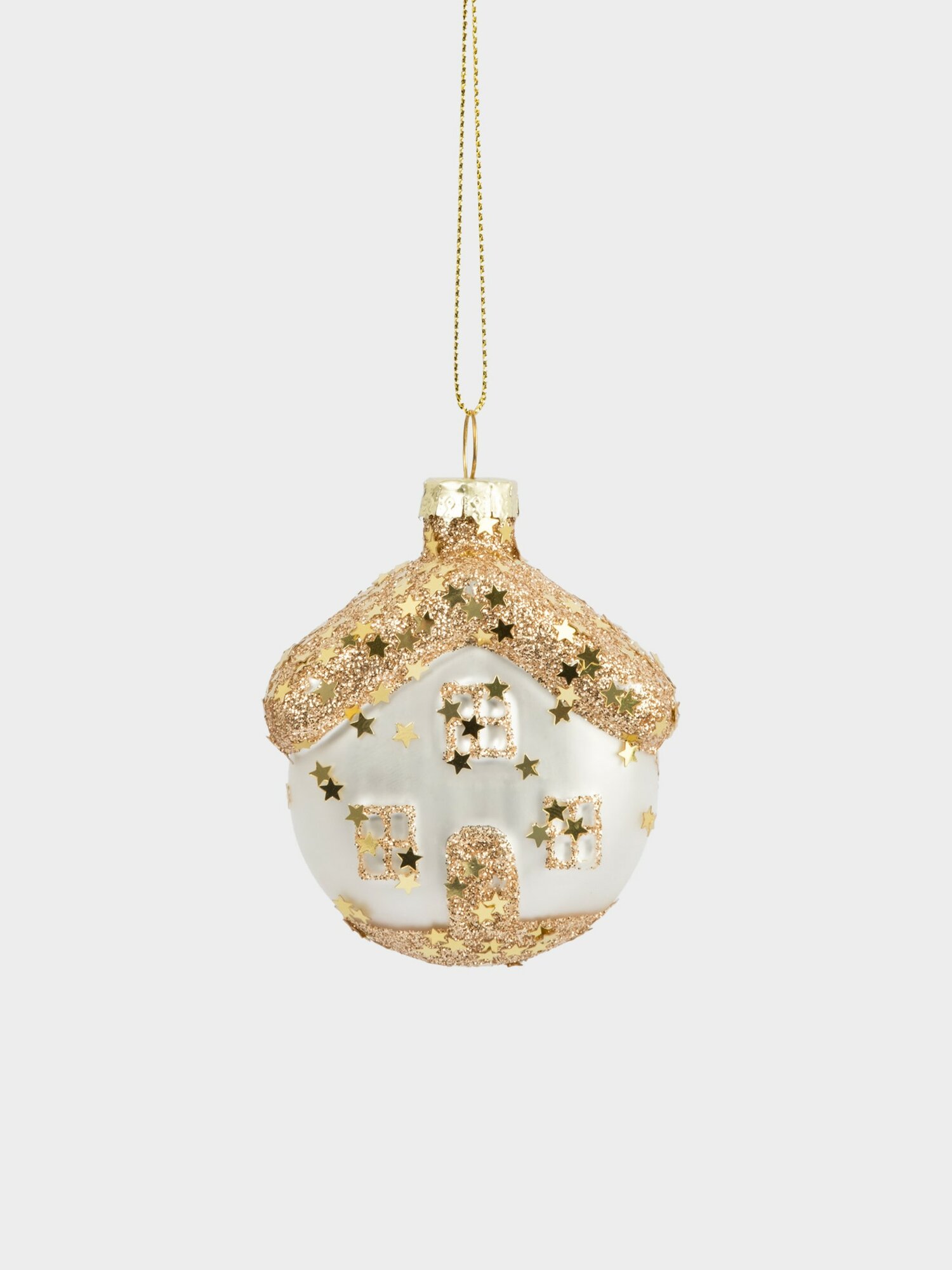 Игрушка елочная, 4✕6 см, стекло, золотистая, Домик, New year (Anna Lafarg)