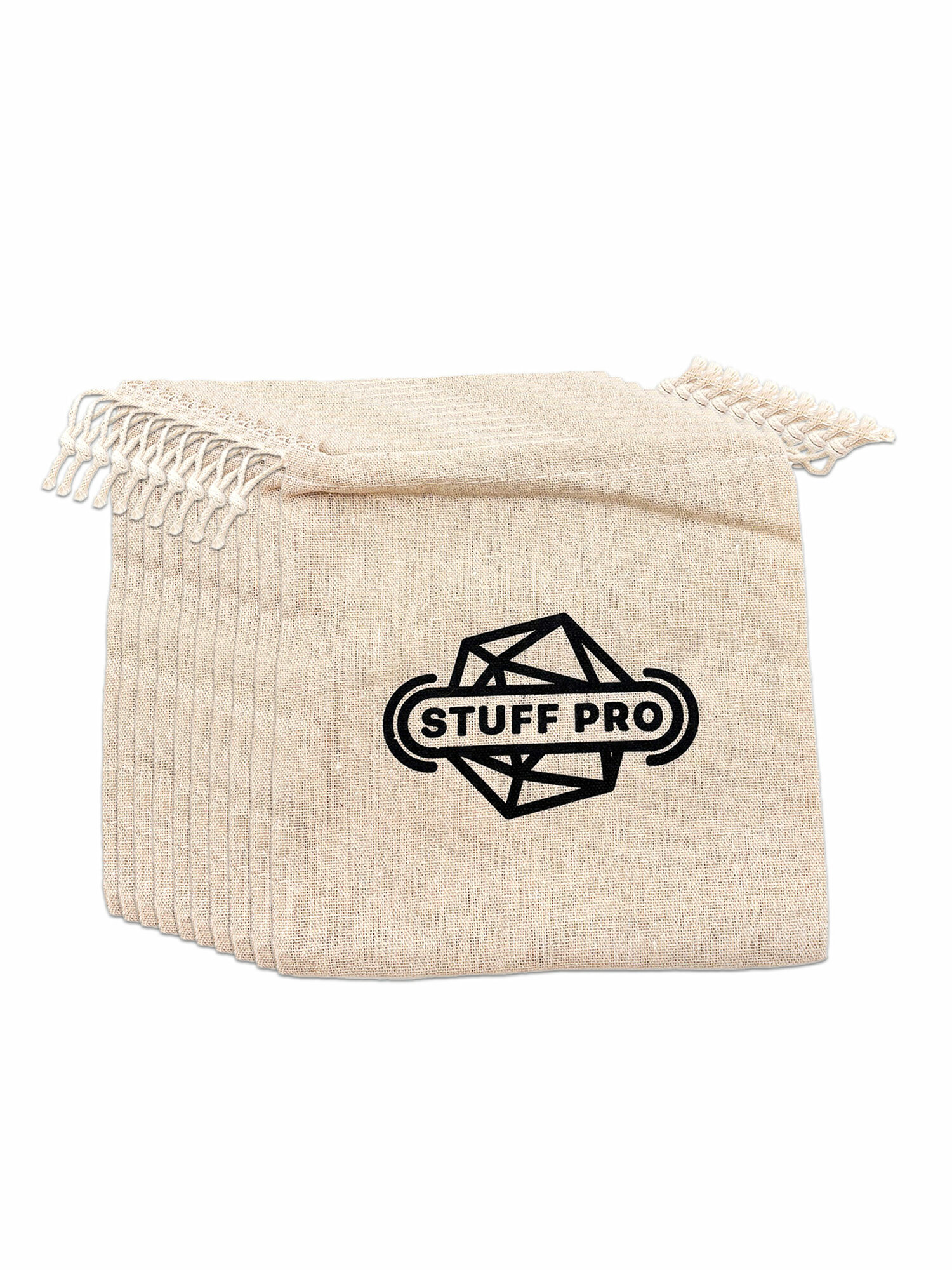 Льняной мешочек для хранения аксессуаров STUFF PRO, 20х20 см, бежевый, 10 шт