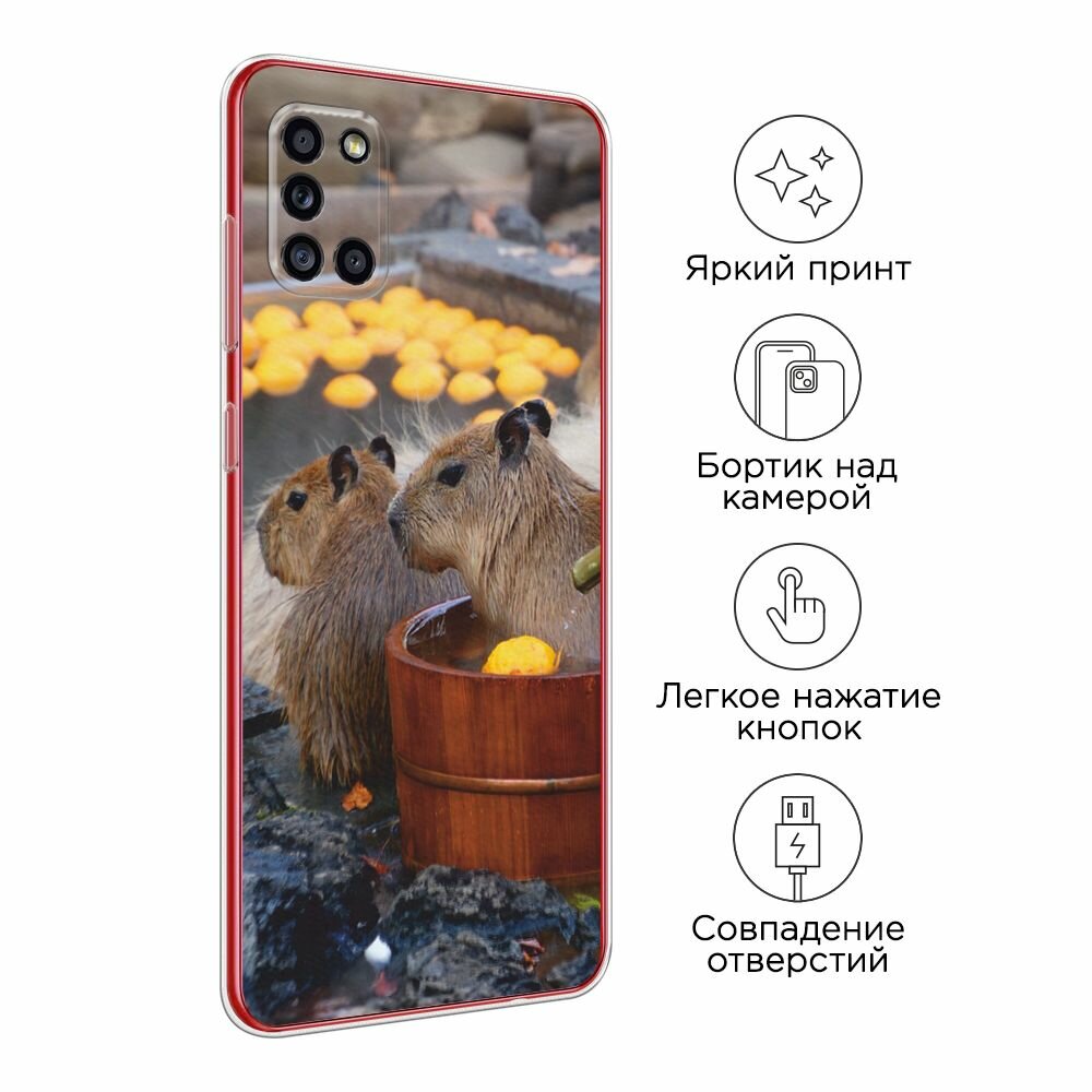 Чехол на Samsung Galaxy A31 / Самсунг Галакси А31 с принтом "Капибары отмокают" — фото 1