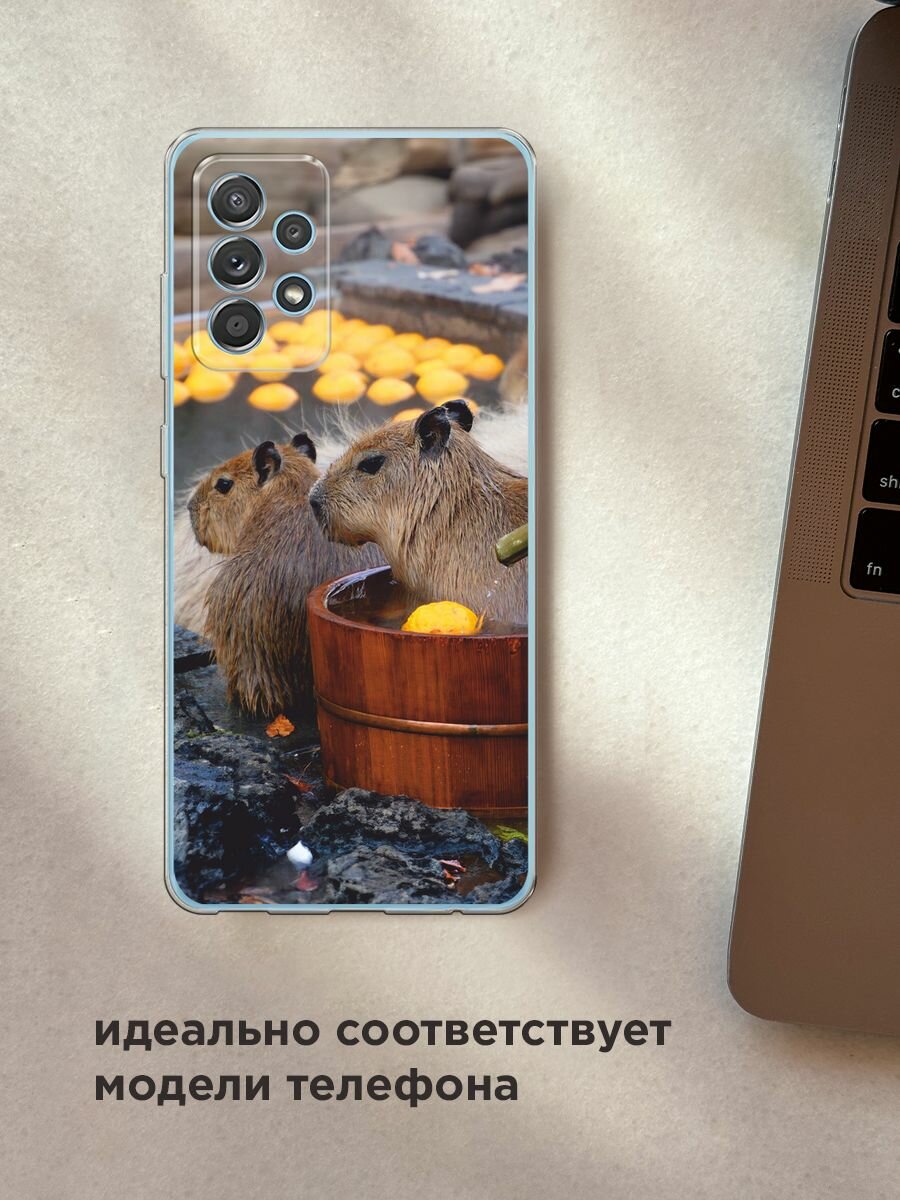 Чехол на Samsung Galaxy A52/A52s / Самсунг Галакси А52/A52s с принтом "Капибары отмокают" — фото 1