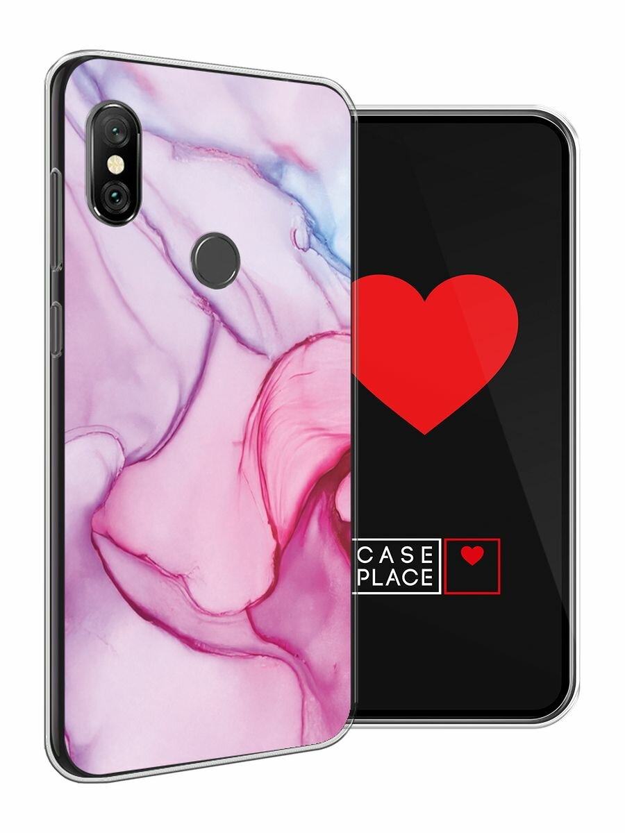 Чехол на Xiaomi Redmi Note 6 Pro / Сяоми Редми Нот 6 Про с принтом "Розовые мраморные разводы" — фото 1
