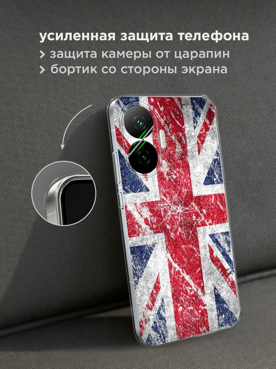 Силиконовый чехол на Poco F7 / Поко F7 с принтом "Флаг британский" — фото 1