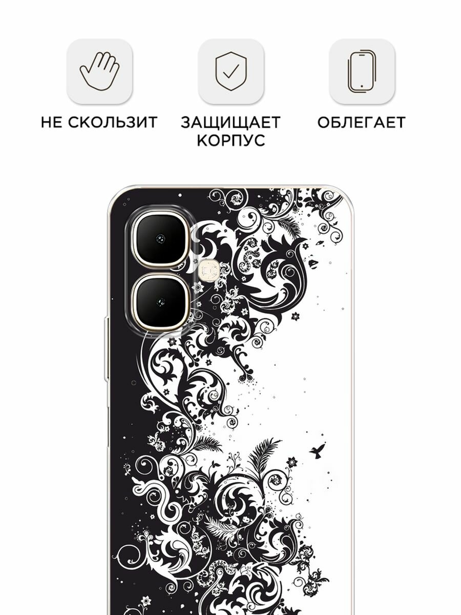 Чехол на Infinix Smart 10 / Инфиникс Смарт 10 с принтом "Черно белый узор" — фото 1