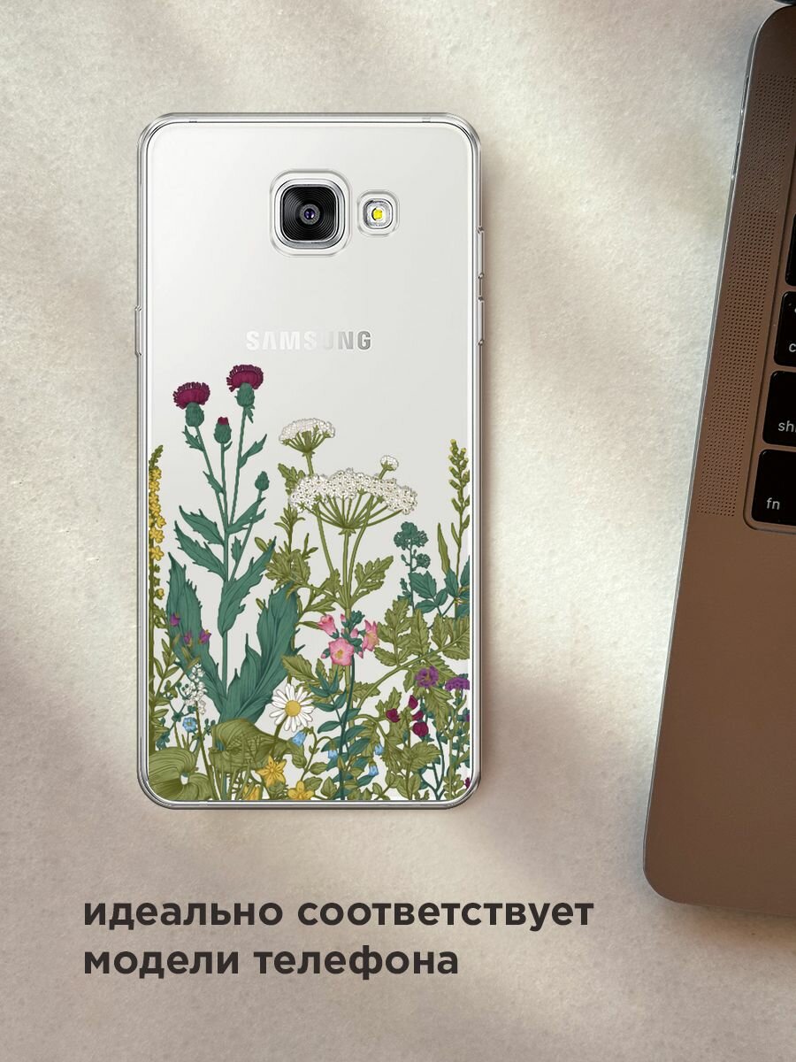 Чехол на Samsung Galaxy A5 2016 / Самсунг Галакси А5 2016 с принтом "Дикие полевые цветы", прозрачный — фото 1