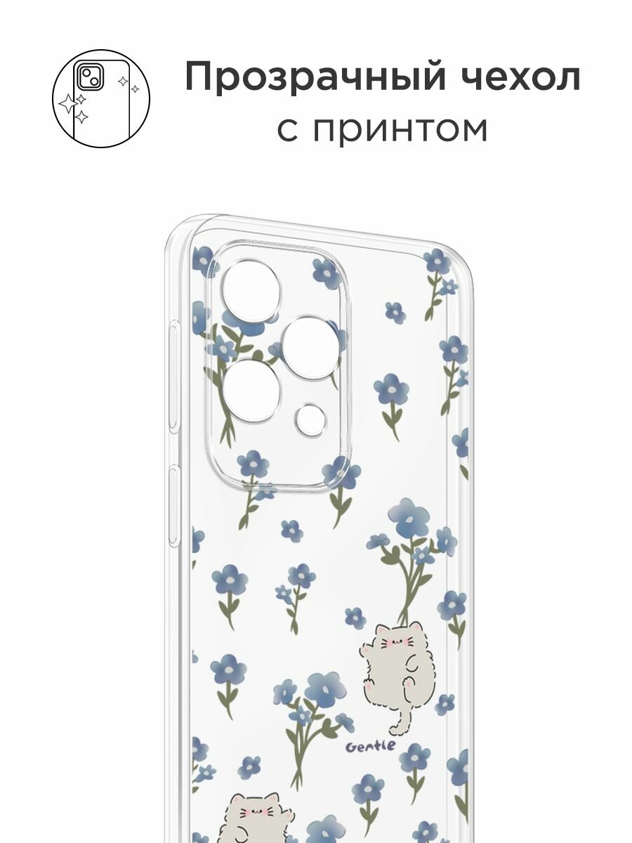Чехол на Honor X6c / Хонор X6c с принтом "Gentle cats", прозрачный — фото 1
