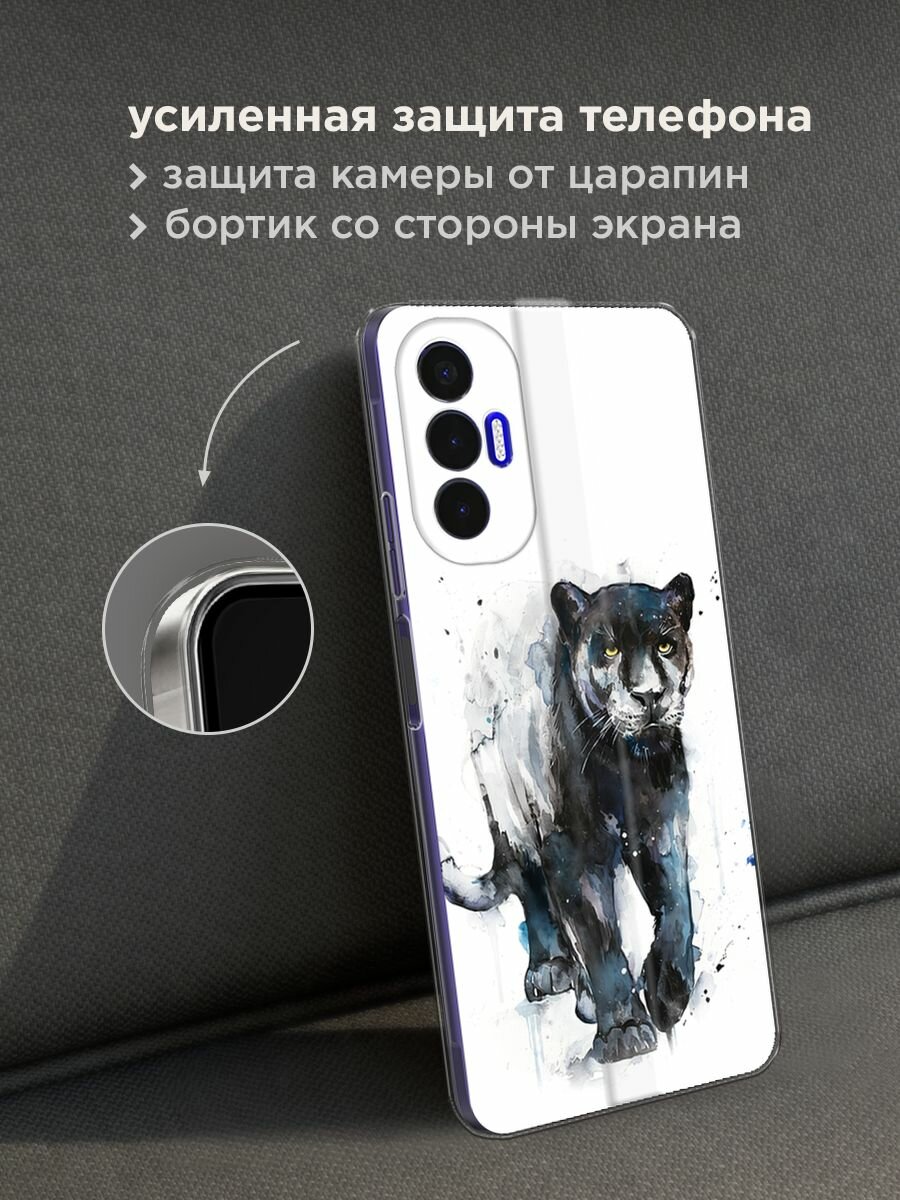Чехол на Tecno Pova 3 / Текно Пова 3 с принтом "Пантера арт 3" — фото 1