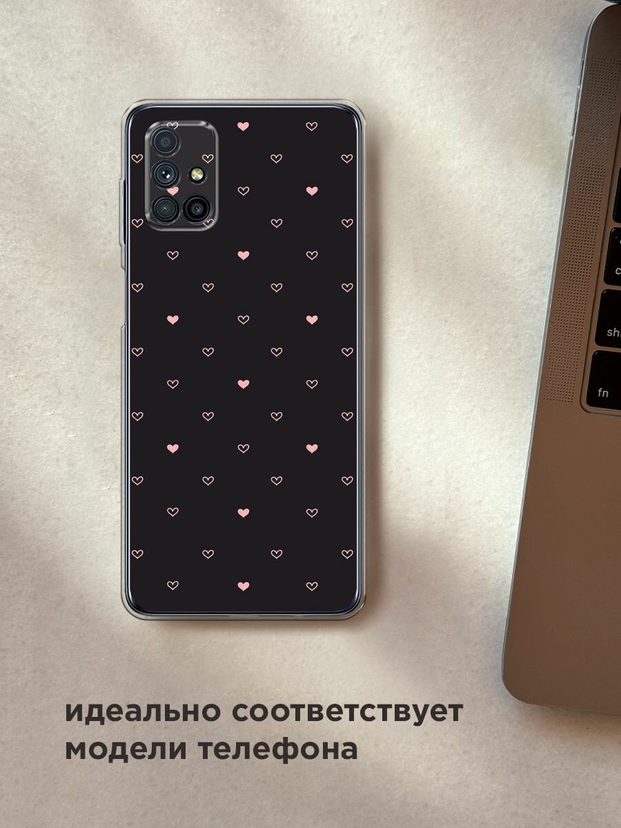 Чехол на Samsung Galaxy M31s / Самсунг Галакси M31s с принтом "Черный фон и сердечки" — фото 1