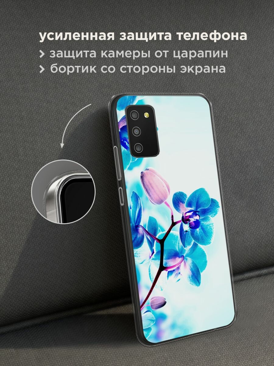 Чехол на Samsung Galaxy A02s / Самсунг Галакси A02s с принтом "Голубая орхидея" — фото 1