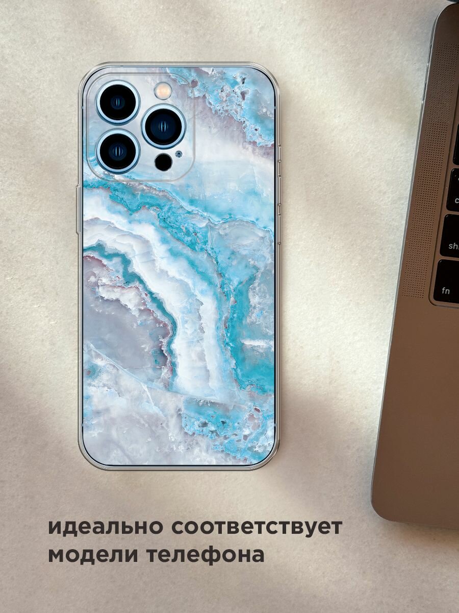 Чехол на Apple iPhone 13 Pro / Айфон 13 Про с принтом "Нежно-голубой мрамор" — фото 1