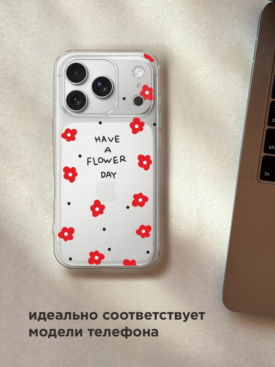Чехол на Apple iPhone 17 Pro / Айфон 17 Про с принтом "Have a flower day 2", прозрачный — фото 1
