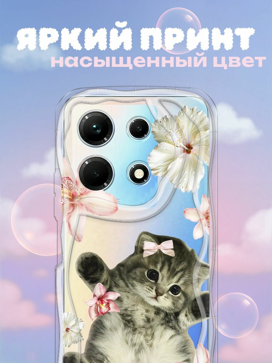 Чехол на Infinix Note 30 4G / Инфиникс Ноте 30 4G с принтом "Котенок в цветах" — фото 1