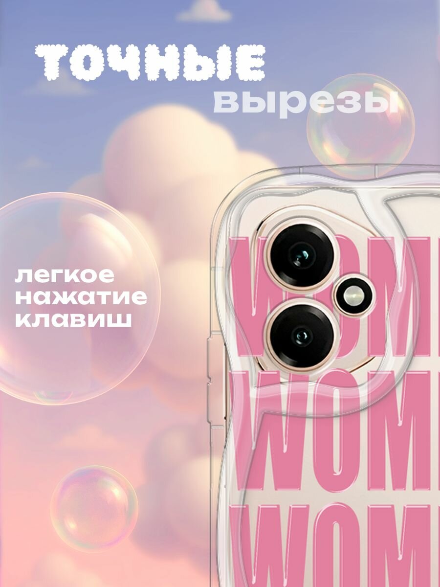 Чехол на Honor 400 / Хонор 400 с принтом WOMEN 2, прозрачный — фото 1