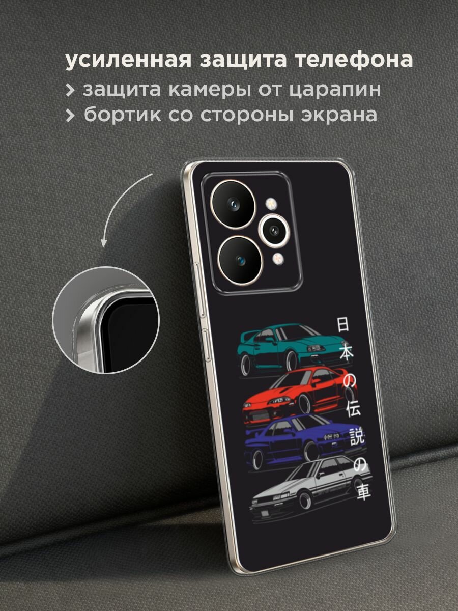 Силиконовый чехол на Realme 15 / Реалми 15 с принтом "JDM Legend cars" — фото 1