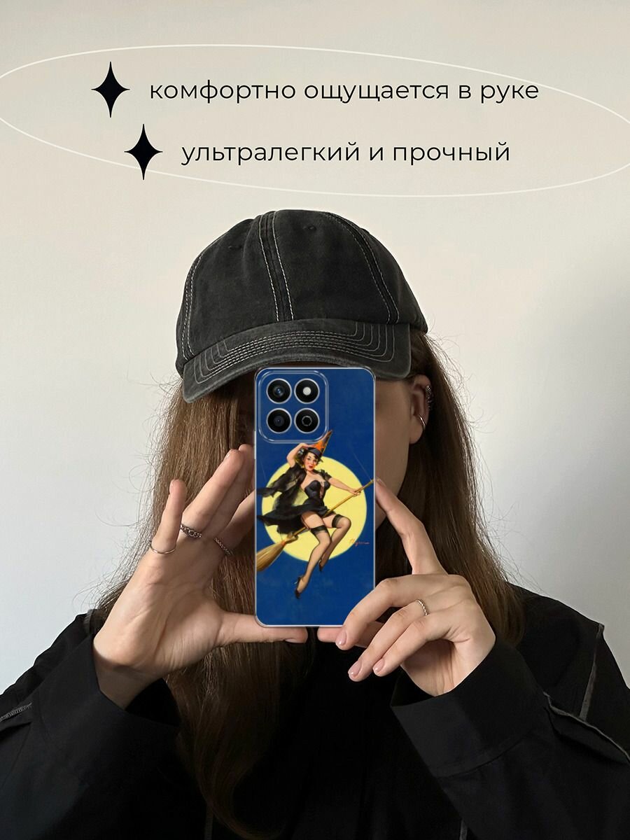 Силиконовый чехол на Honor X7c / Хонор X7c с принтом "Pin-Up Witch" — фото 1