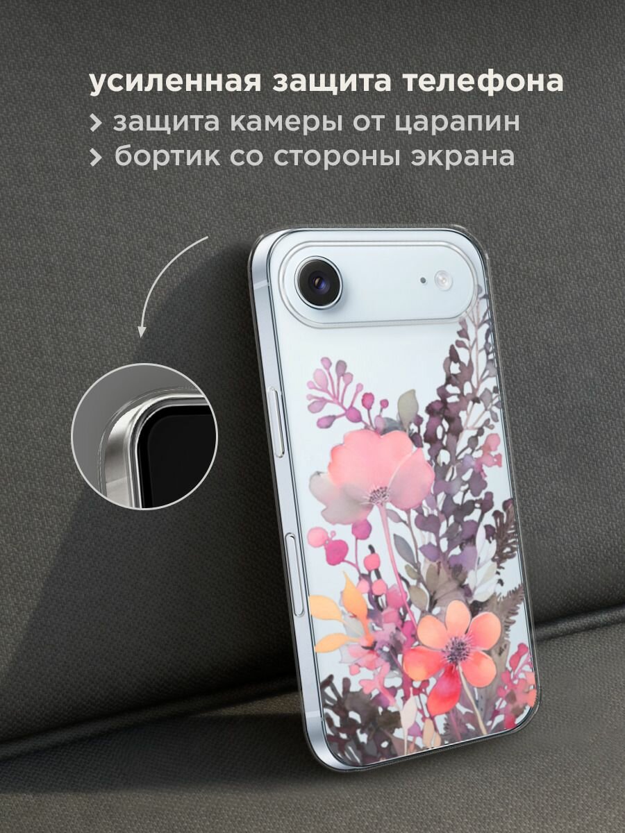 Чехол на Apple iPhone Air / Айфон Айр с принтом "Лиловые полевые цветы", прозрачный — фото 1