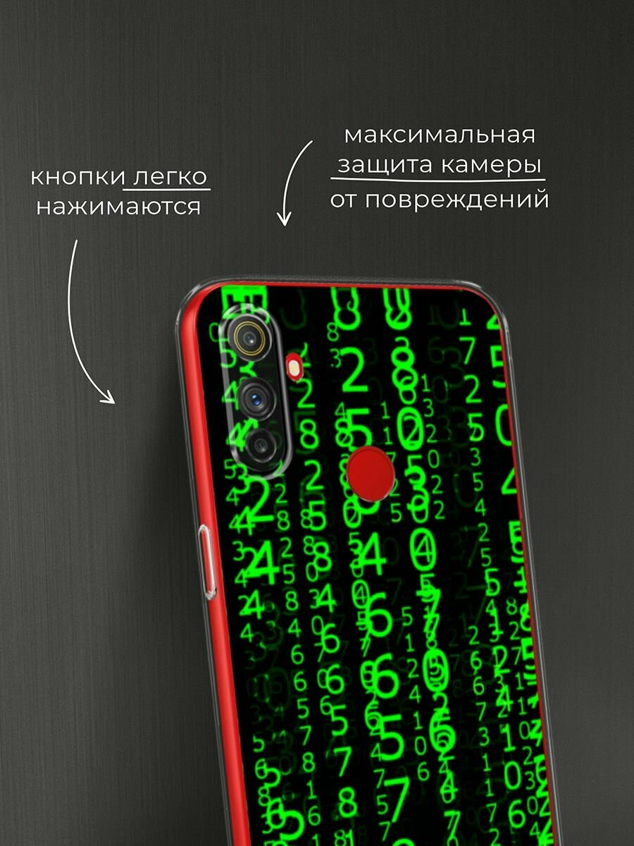 Силиконовый чехол на Realme C3 / Реалми C3 с принтом "Цифры матрицы" — фото 1