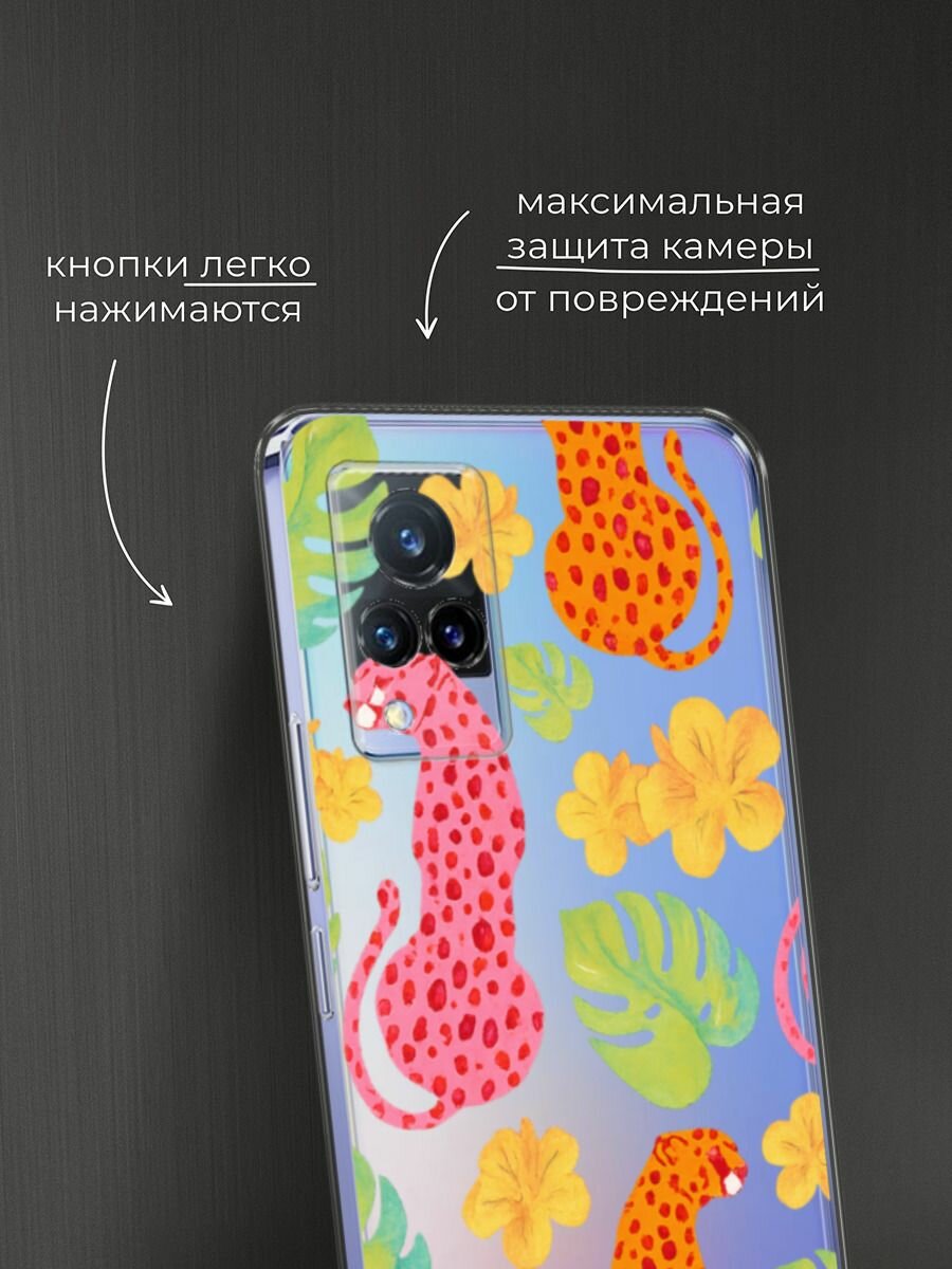 Чехол на Vivo V21 / Виво V21 с принтом "Экзотика", прозрачный — фото 1
