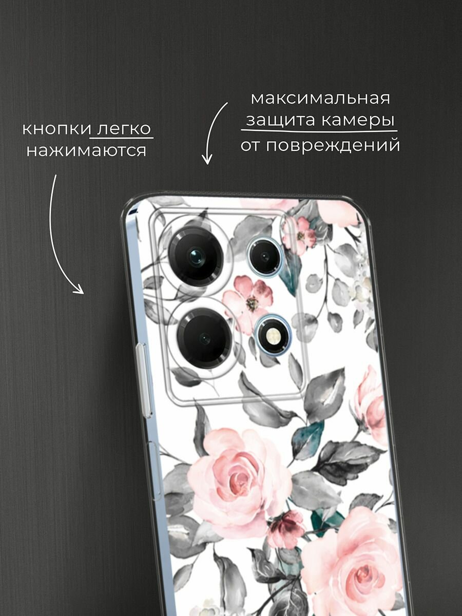 Чехол на Infinix Note 30 4G / Инфиникс Нот 30 4G с принтом "Розы на белом" — фото 1