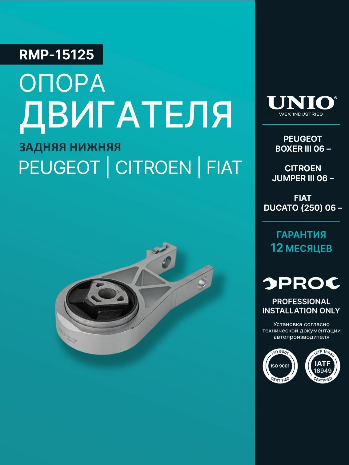 Опора двигателя задняя нижняя Peugeot Boxer III 06-, Citroen Jumper III 06-, Fiat Ducato (250) 06-