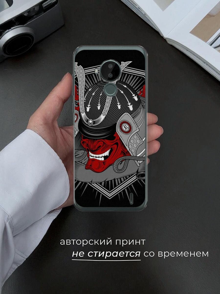 Чехол на Nokia C30 / Нокия C30 с принтом "Красная маска самурая" — фото 1