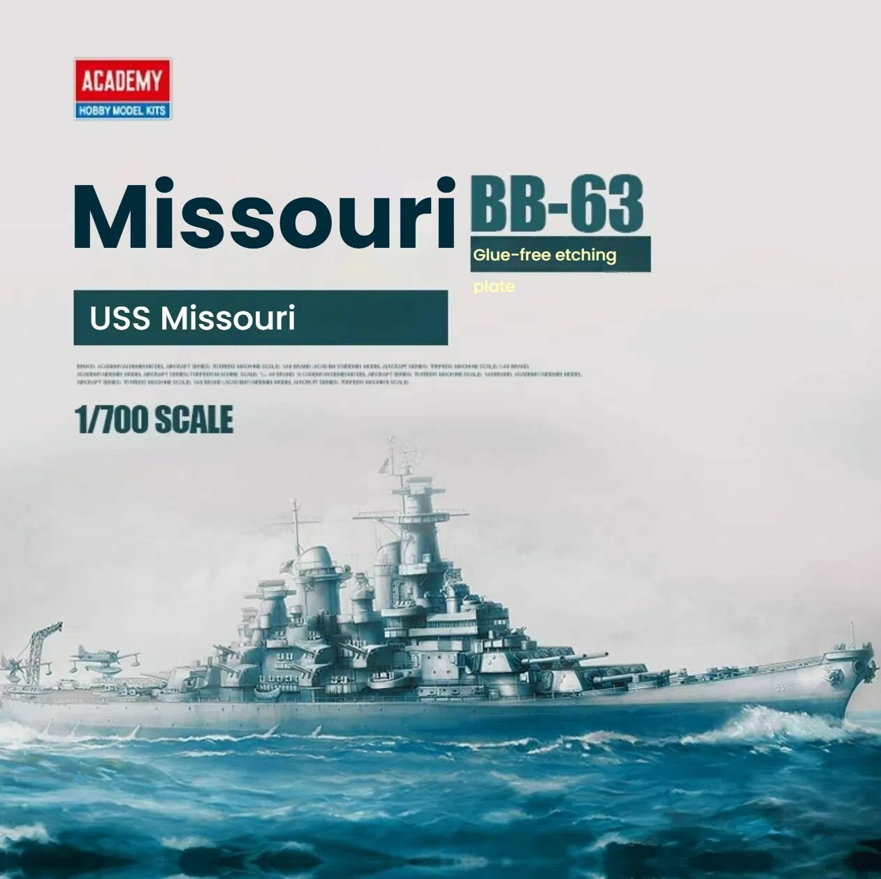 Academy 14223 1/700 USS Missouri BB-63 сборная модель корабля c гравировка