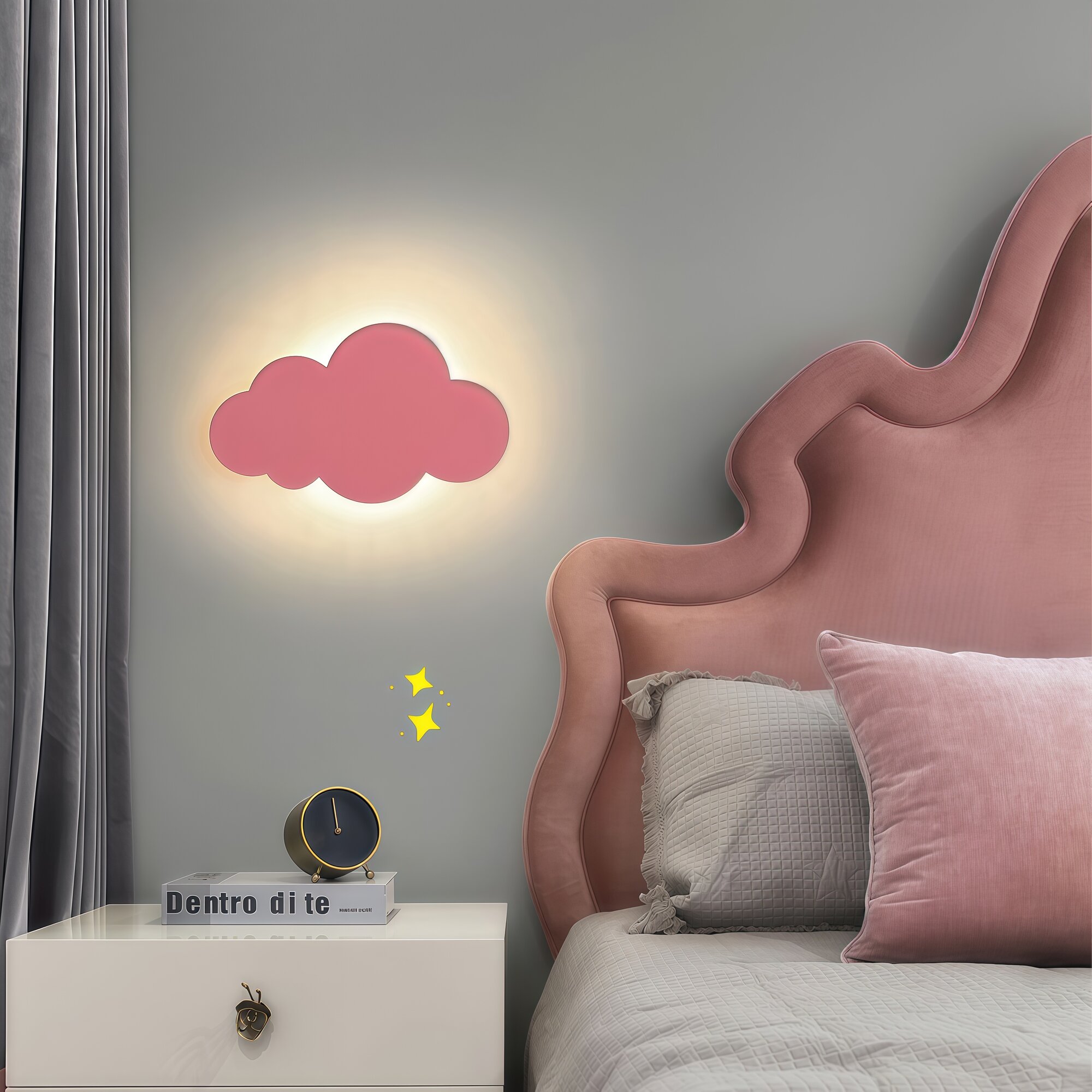 Светильник "Облако", детский, акриловый плафон, сенсорный выключатель, LED，30cm，розовый