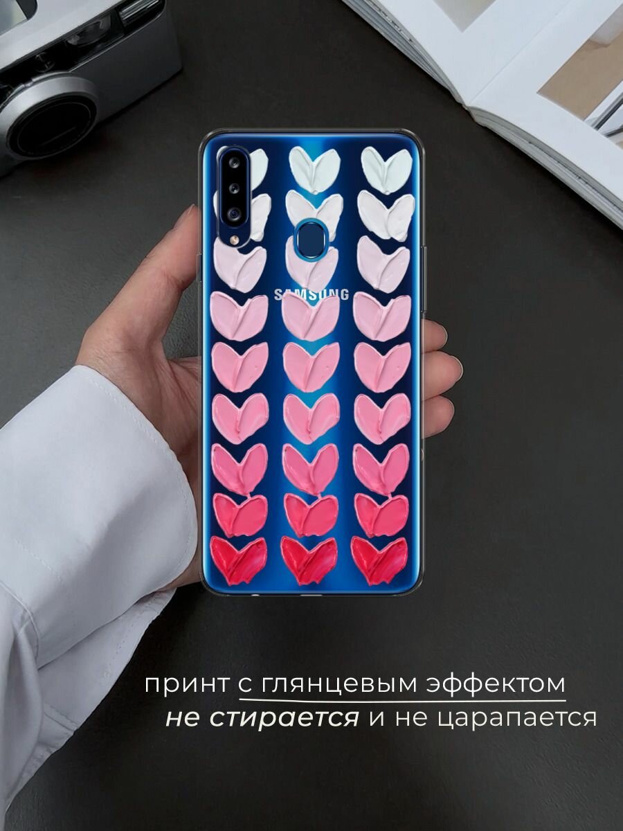 Чехол на Samsung Galaxy A20s / Самсунг Галакси A20s с принтом "Градиент из сердечек" — фото 1