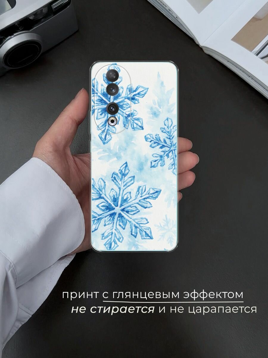 Чехол на Honor 90 / Хонор 90 с принтом "Акварельные снежинки" — фото 1