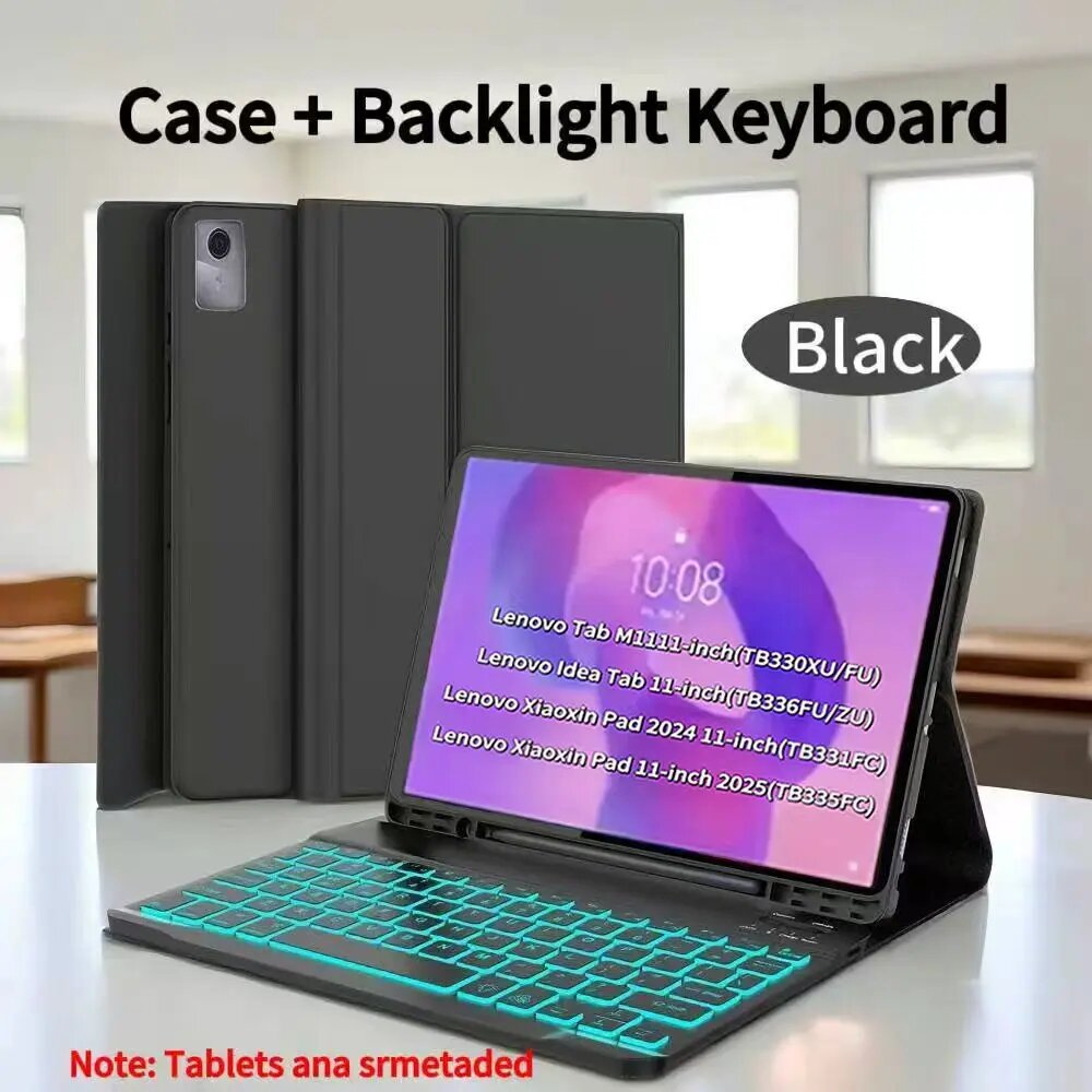 Чехол-клавиатура HUAIBX для Lenovo IdeaPad M11 11", Lenovo Pad 2025 11, Black Backlight 1, Russian