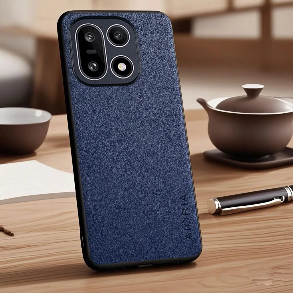 Чехол для Oneplus 15 15R 13 13R 12 12R 11R 10T Pro Vegan Faux Lychee Pebbled ОнПлус 15, Dark Blue