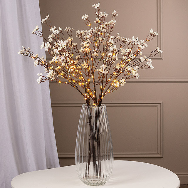 Набор светодиодных веточек Гипсофила Bonhill 80 см, 45 теплых белых микро LED ламп, 3 шт, IP44, Winter Deco, 4070757