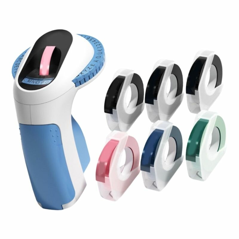 Модный портативный Ленточный Принтер Этикеток E975 на 6 рулонов-синий