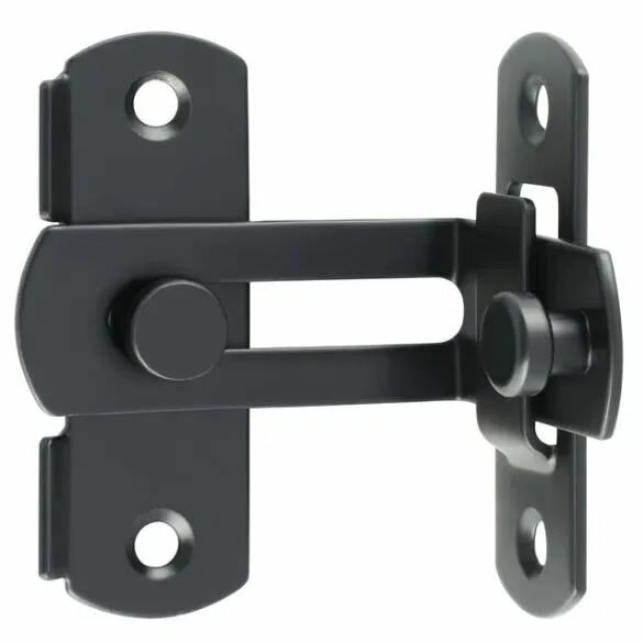 Шпингалет угловой накладной черный / Засов дверной угловой / Задвижка накладная дверная 60мм