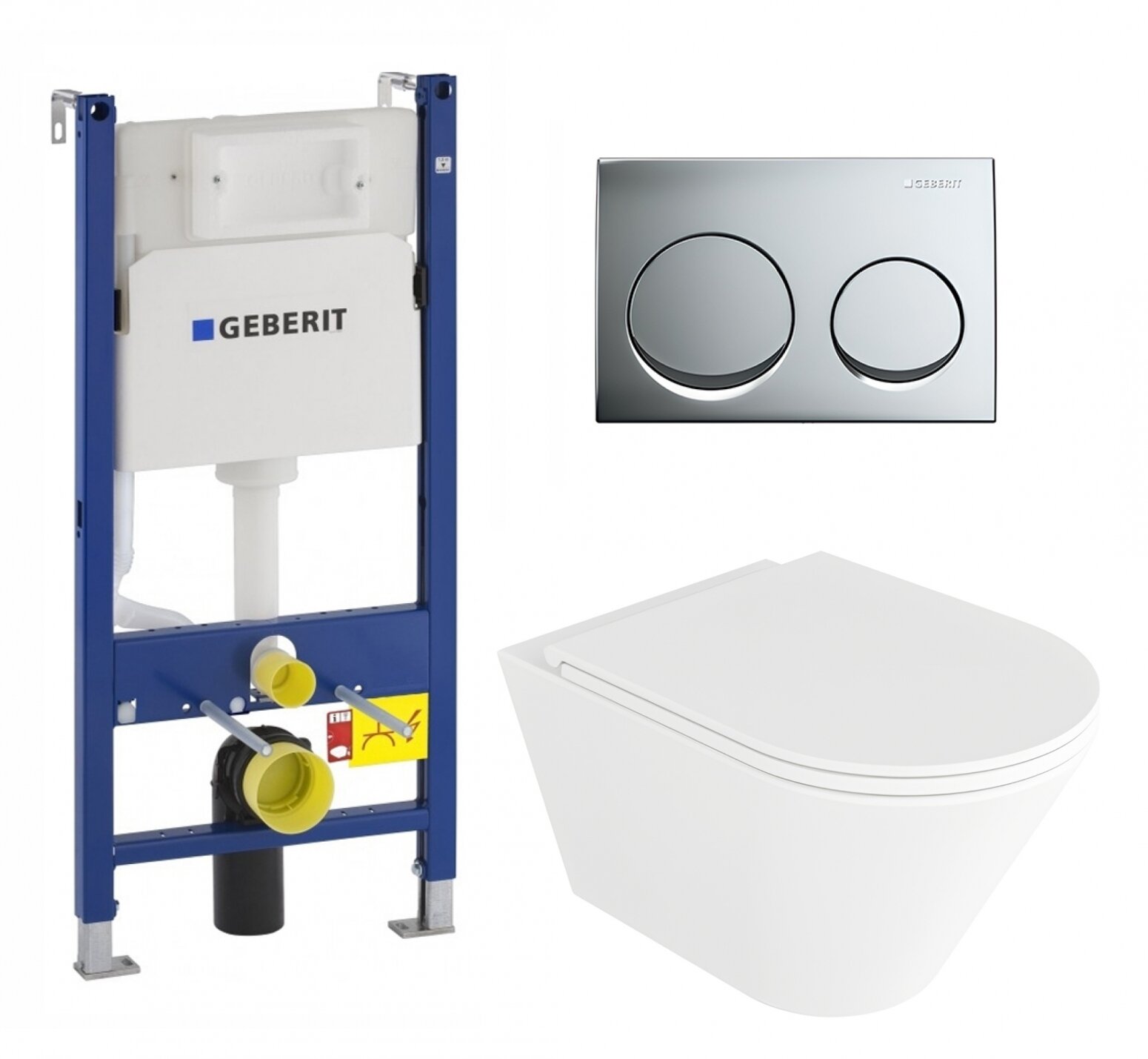 Комплект 3 в 1 инсталляция Geberit Duofix + Унитаз подвесной Enio Cento EN4280110 + кнопка хром