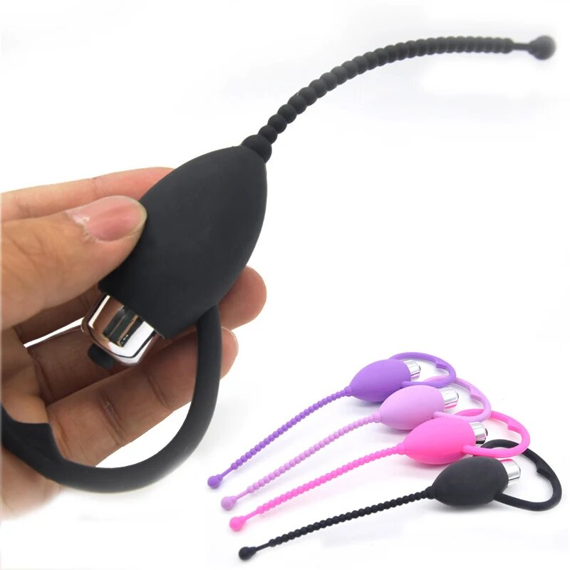 Уретральный вибратор, звуковой катетер, вставка для мужского и женского пениса, силиконовый Black