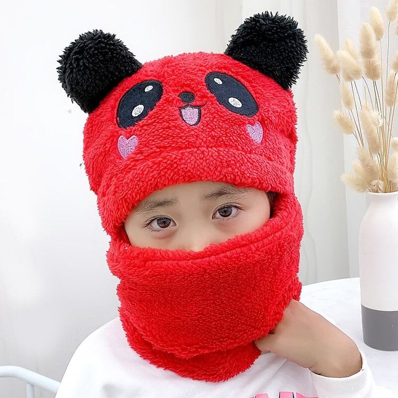Детские шапки, осень-зима 2025, теплый детский шарф с кроликом, цельная шапка с кроликом, чехол на шею для девочек, новый стиль