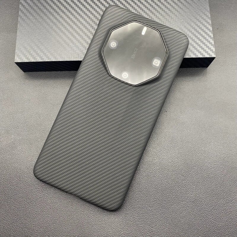 Чехол для Huawei Mate 60 RS из кевлара, черно-серая тонкая текстура 600D с вулканическими отверстиями, без лейбла