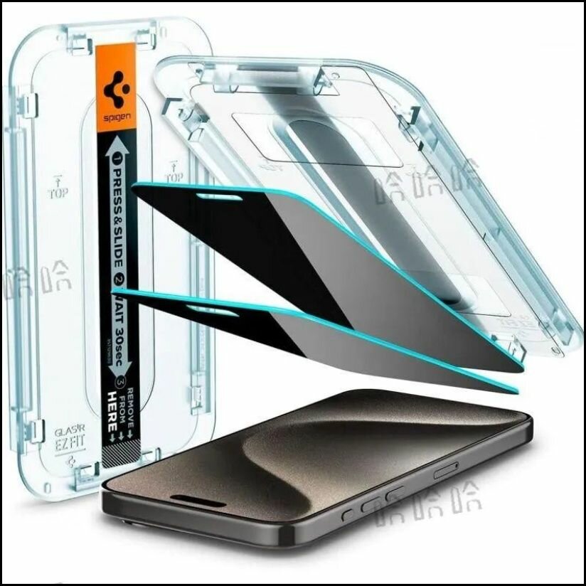 Эксклюзивный набор двух защитных пленок Spigen GlasTR EZ FIT Privacy для iPhone 16 Pro Max из закаленного стекла
