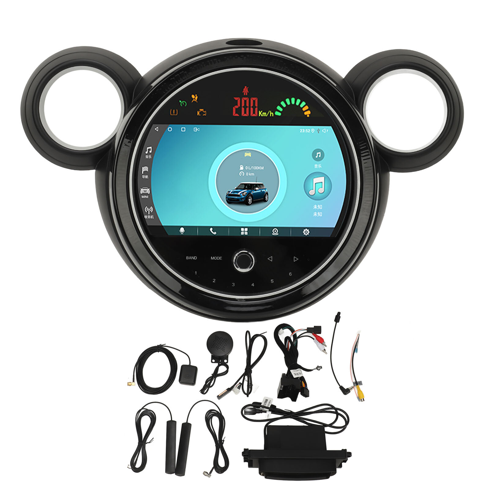 9 -дюймовый автомобильный стерео беспроводной CarPlay для Android 12 GPS Multimedia Player с заменой кольца окружающей среды для Cooper R60 R61 2010–2016 8G+256G