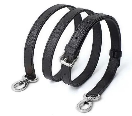 Кожаный ремень из сафьяно для дизайнерской женской сумки Michael, женская сумка-тоут, регулируемый ремень на плечо, серебристые пряжки Черный, 1.8cm width, black