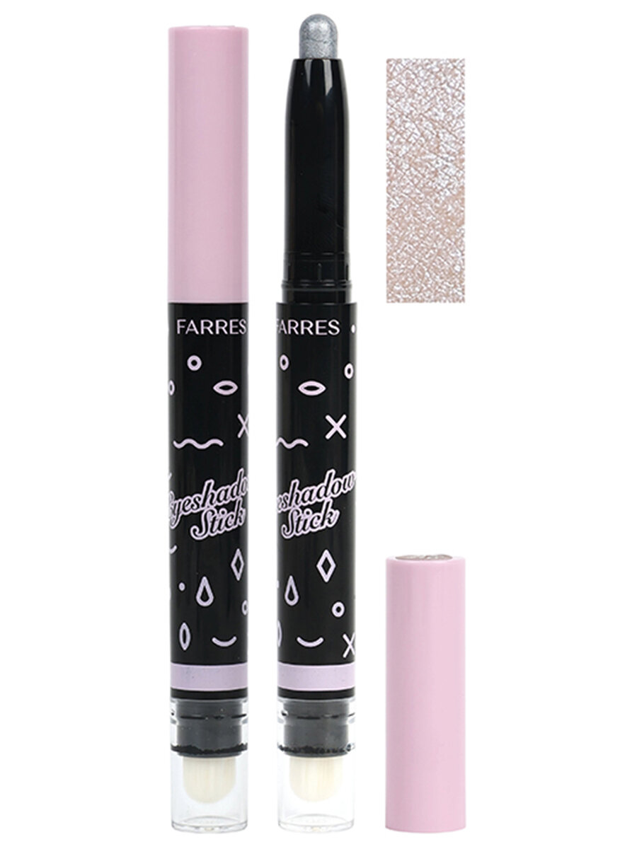 Тени-стик стойкие с аппликатором Farres тон 02 холодный стальной / мерцающий