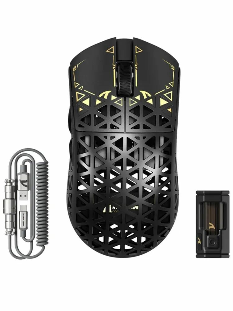 Игровая мышь беспроводная R5 ULTRA, черный матовый, золотой