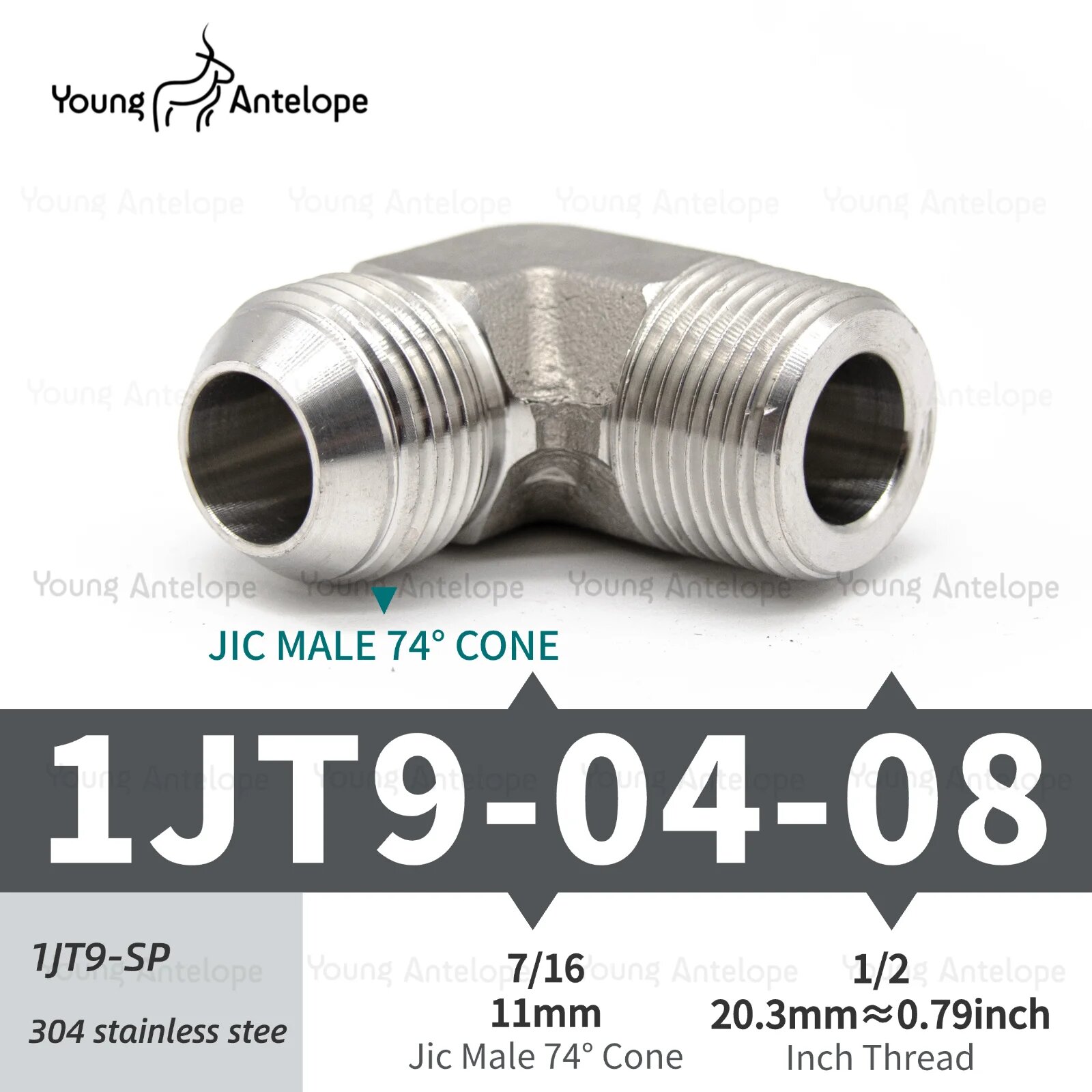 Колено гидравлического масляного трубы 1JT9 Jic, внешнее расширение до британской внешней резьбы ZG, углеродистая сталь 90 градусов, прямоугольник 9/16 JIC 7l16-1l2 BSPT