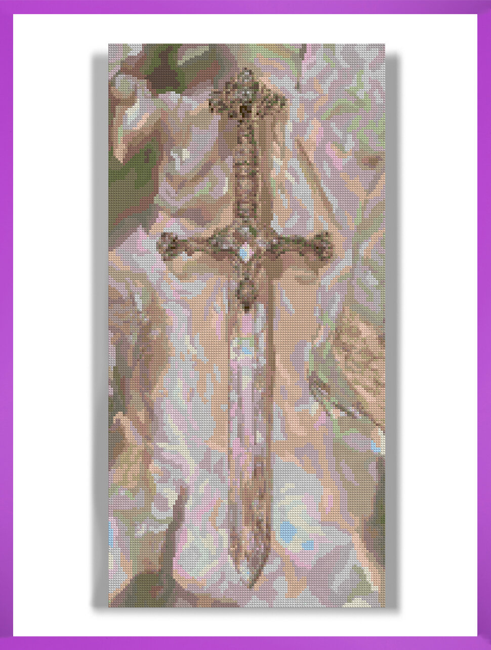 Алмазная мозаика на подрамнике - вышивка - Хрустальный меч 30 х 60 см