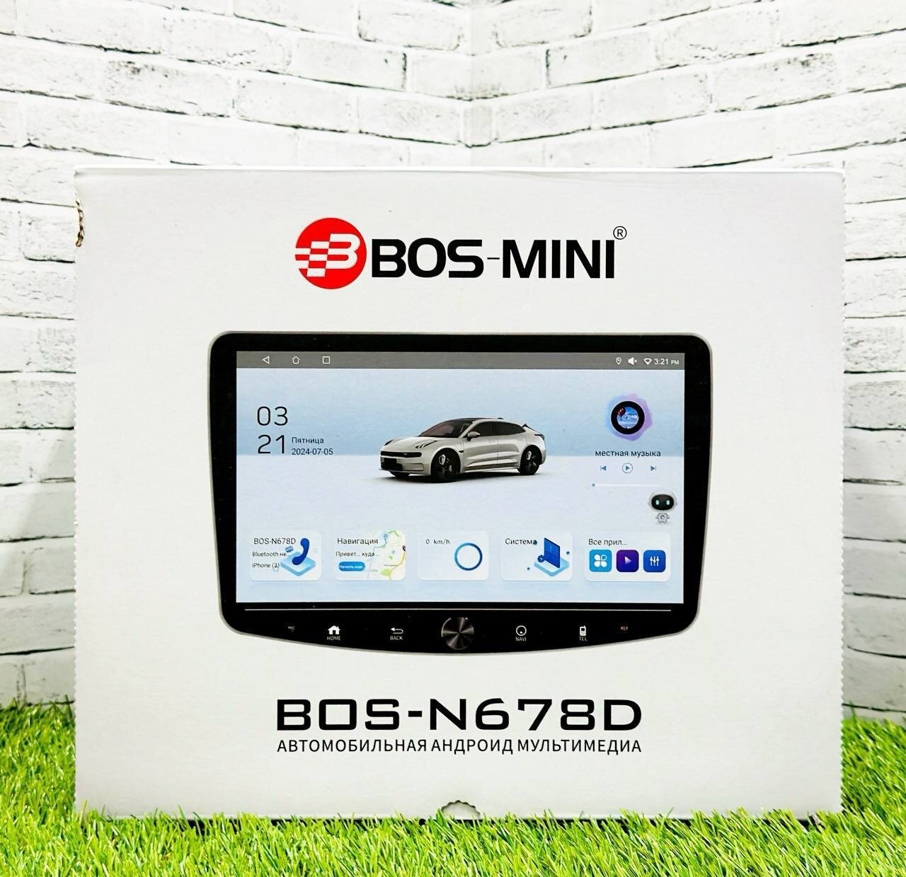 Автомагнитола BOS-MINI N678D 4/64 GB, 10.1 дюймов поворотный экран, BT, Wi-Fi, USB, 55Вт, 4 канала, CarPlay