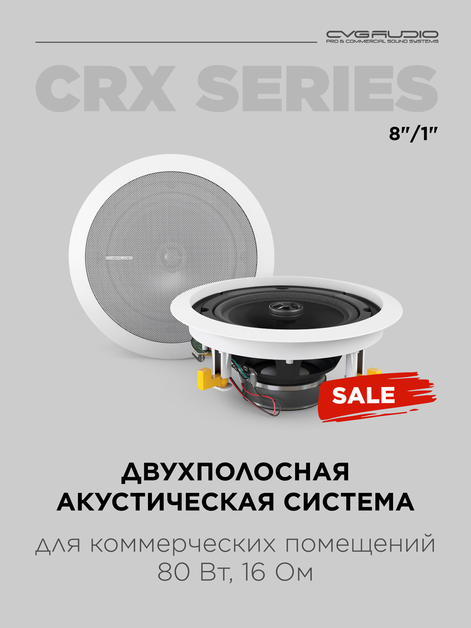 Акустическая система двухполосная коаксиальная встраиваемая CVGAUDIO CRX816