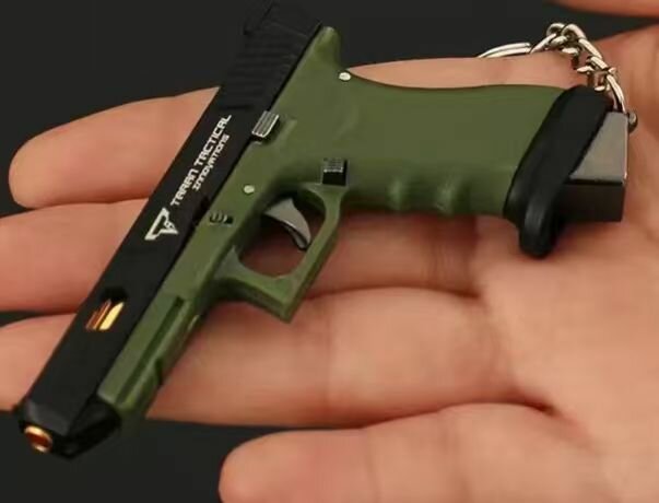 Брелок Glock 34, металл, с функцией разборки и сборки, тёмно-зелёный с черным